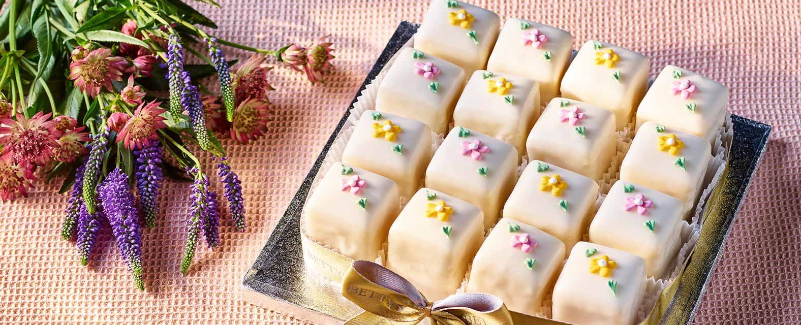 Fondant Fancies for Delivery (French Fancy Cakes) | Bettys